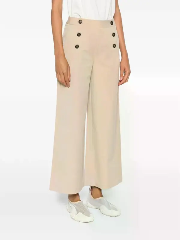 PSOPHIA Button-embellished Wide-leg Trousers