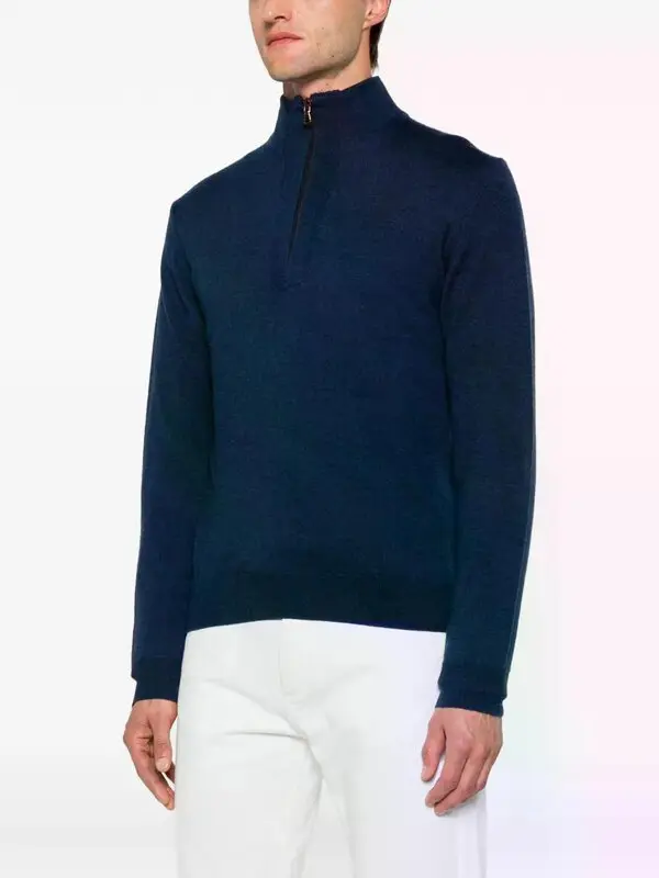 SERGIO MORETTI FIRENZE Quarter-zip Long-sleeve Polo Shirt