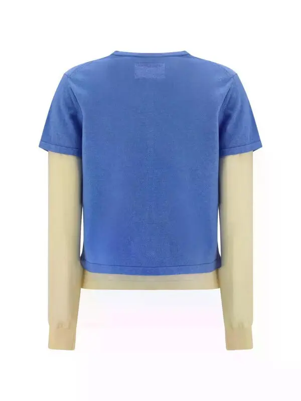 Guest In Residence Layered Effect Fine-knit T-shirt - Blue