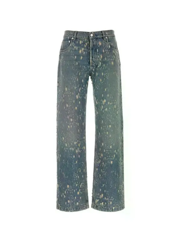 Alexander McQueen Distressed Straight-leg Jeans - Blue