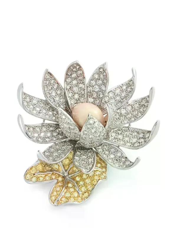 LB EXCLUSIVE Conch Pearl And Diamond Brooch - Silver