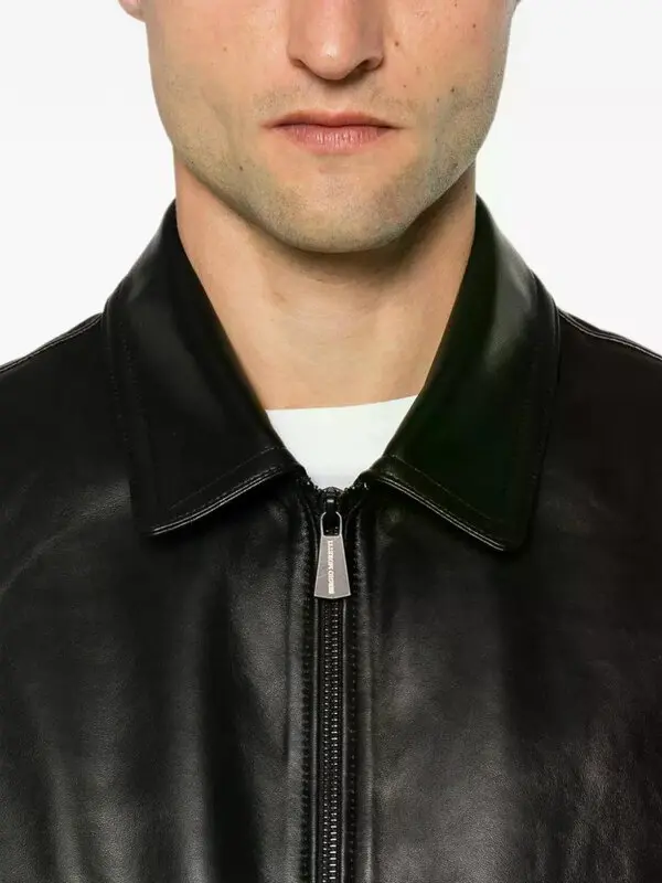 SERGIO MORETTI FIRENZE Leather Ribbed-trim Jacket