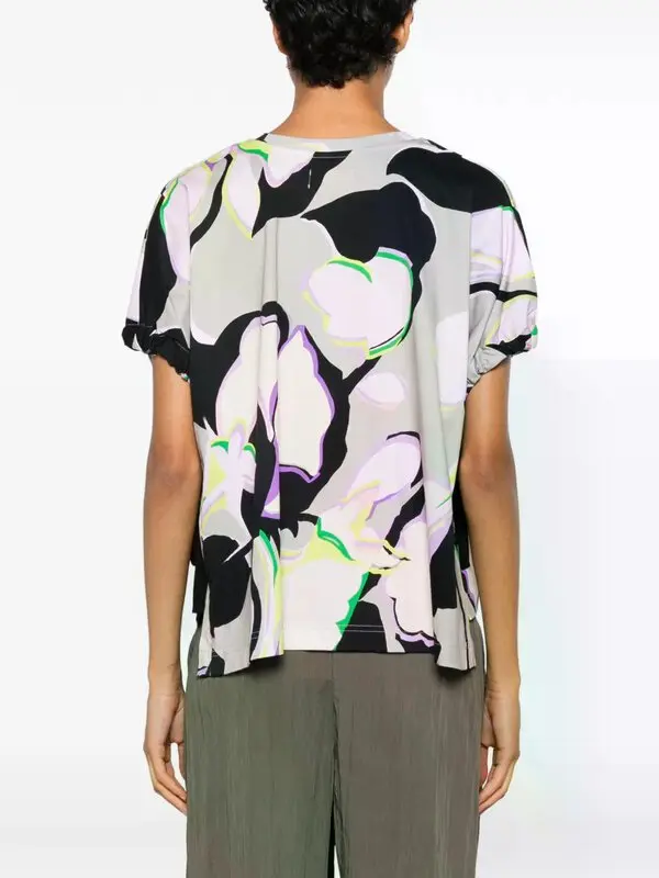PSOPHIA Floral Print Tie-side Cotton T-shirt