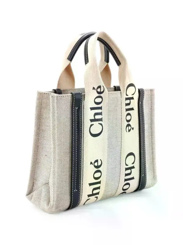 Chloé Woody Canvas With Leather Small Tote Bag