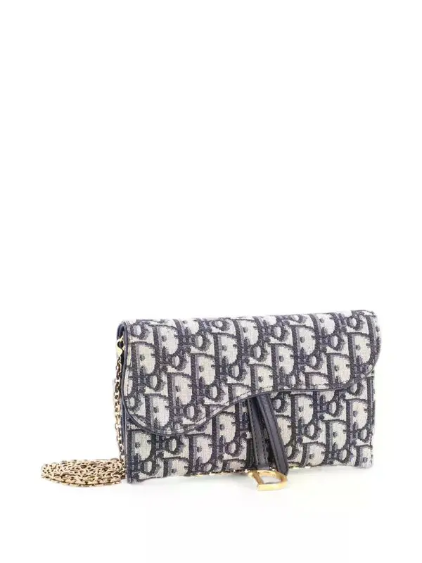 Dior Saddle Chain Wallet Oblique Canvas Crossbody Bag