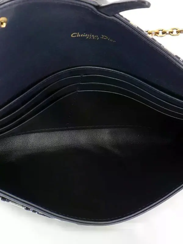 Dior Saddle Chain Wallet Oblique Canvas Crossbody Bag