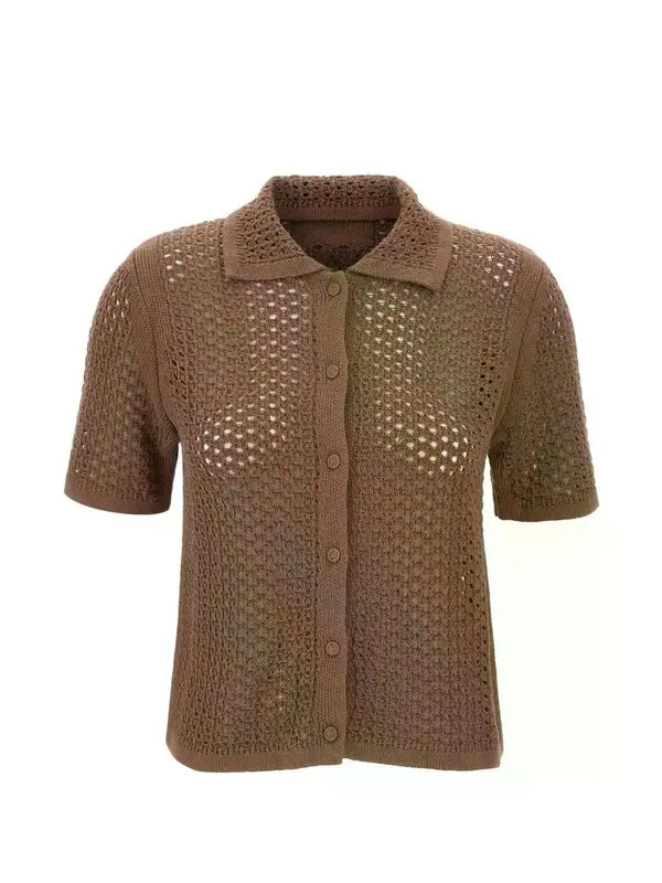 MC2 SAINT BARTH Crochet Knit Shirt - Brown