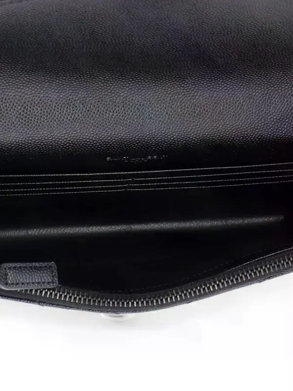 Saint Laurent Classic Monogram Wallet On Chain Matelasse Chevron Leather Small Crossbody Bag - Black