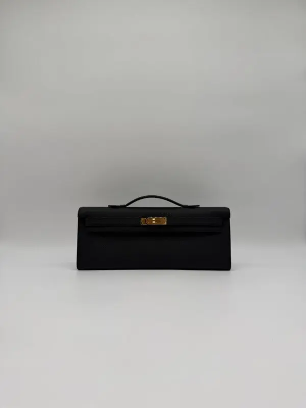 Hermès Kelly Epsom Leather Clutch With Gold Hardware - Black
