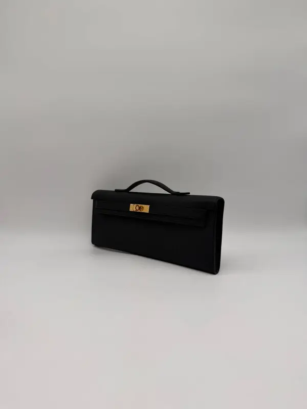 Hermès Kelly Epsom Leather Clutch With Gold Hardware - Black