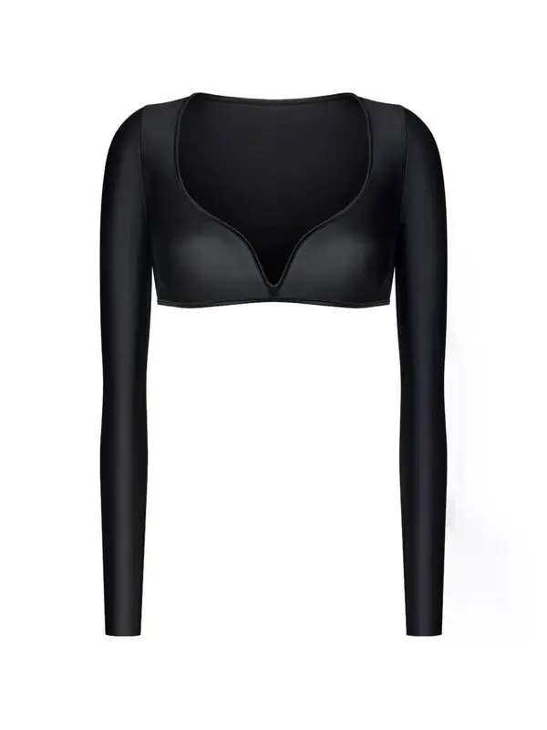 KOROBEYNIKOV Long-sleeve V-neck Crop Top