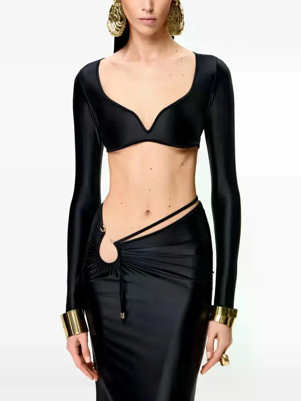 KOROBEYNIKOV Long-sleeve V-neck Crop Top