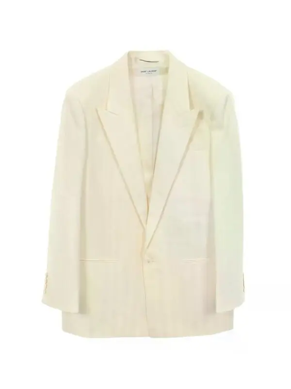 Saint Laurent Single-breasted Wool Blazer With Peak Lapels - Neutrals