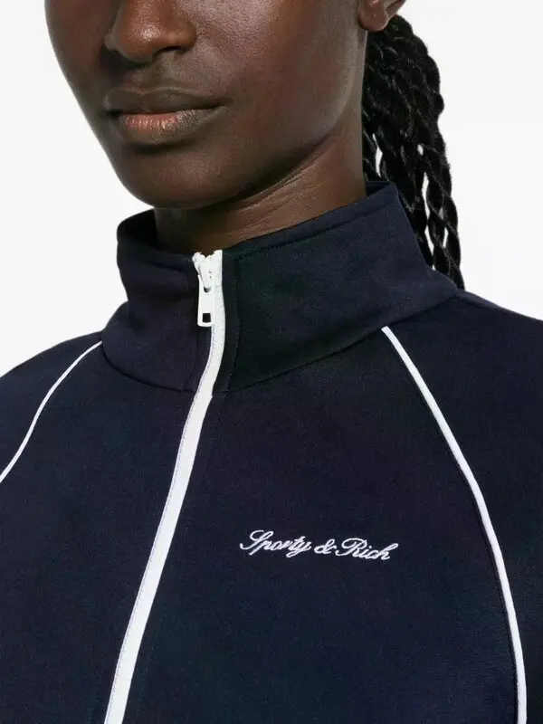 SPORTY & RICH Logo Embroidered Piped Jacket
