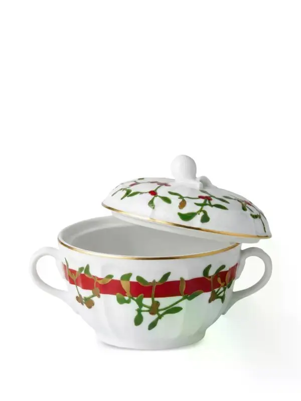 GINORI 1735 Mistletoe-print Lidded Biscuit Jar
