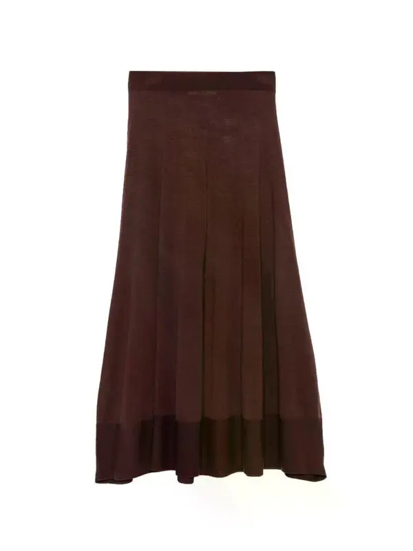 SERGIO MORETTI FIRENZE Fine-knit Flared Skirt - Brown
