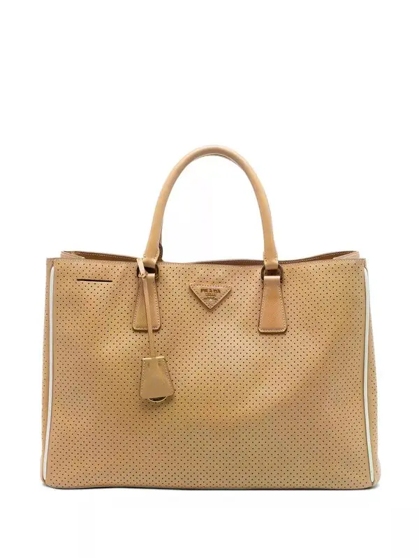 Prada Saffiano Lux Galleria Zip Tote Bag - Brown
