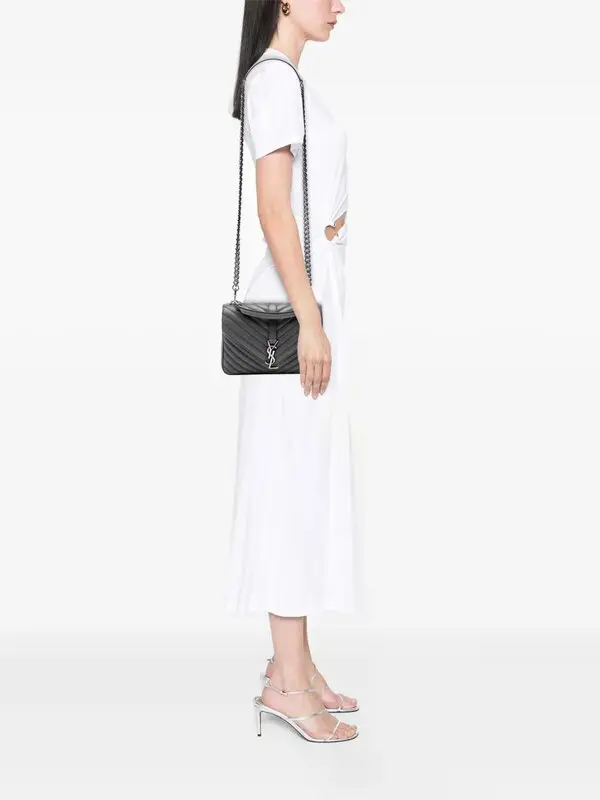 Saint Laurent Medium Chevron Sheepskin Monogram College Satchel