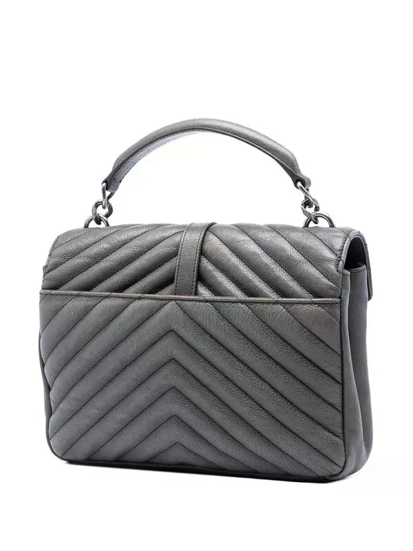 Saint Laurent Medium Chevron Sheepskin Monogram College Satchel