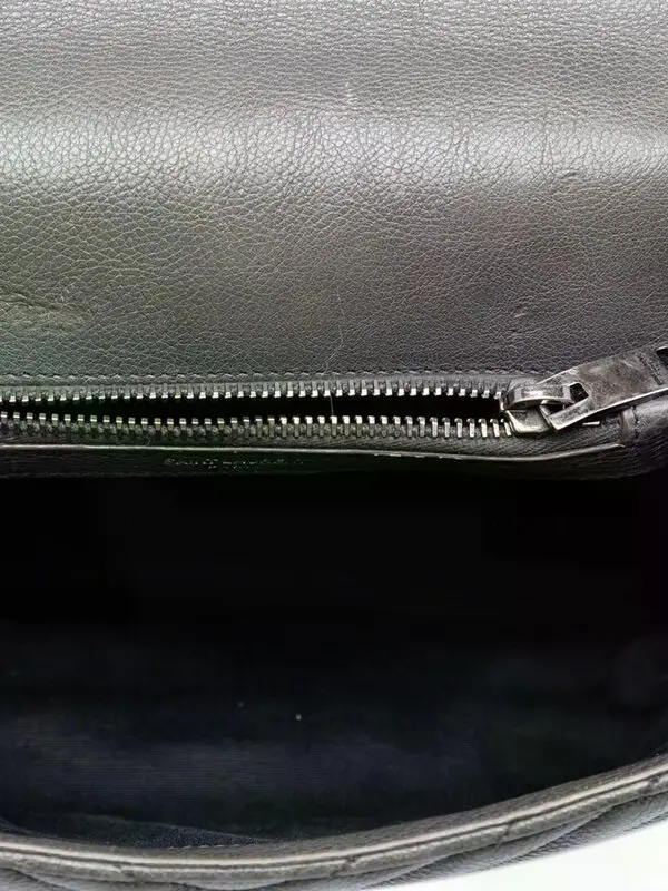 Saint Laurent Medium Chevron Sheepskin Monogram College Satchel