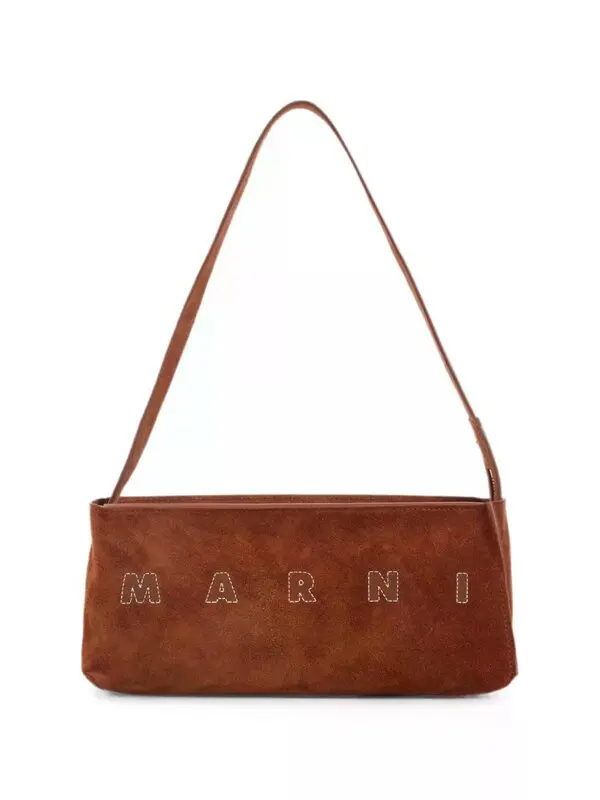 Marni Museo Logo-embroidered Suede Shoulder Bag