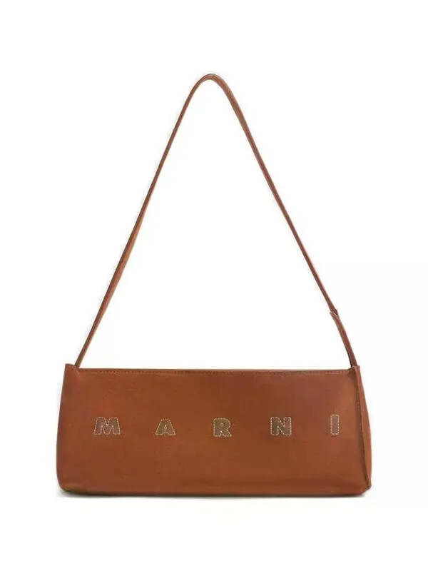 Marni Museo Logo-embroidered Suede Shoulder Bag - Brown