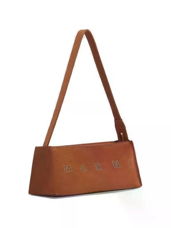 Marni Museo Logo-embroidered Suede Shoulder Bag - Brown