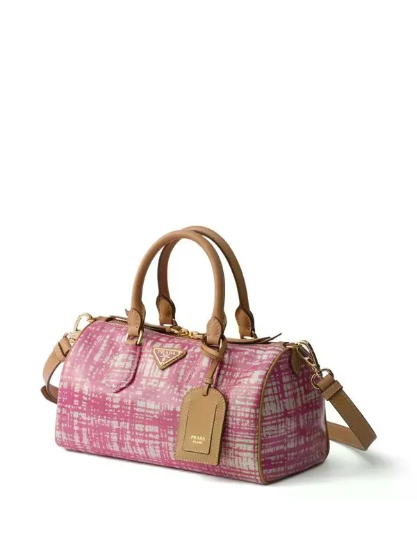 Prada Linen Blend And Leather Top-handle Bag