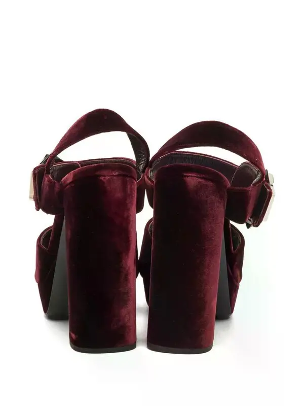 Prada Crystal-buckle Velvet Platform Sandals