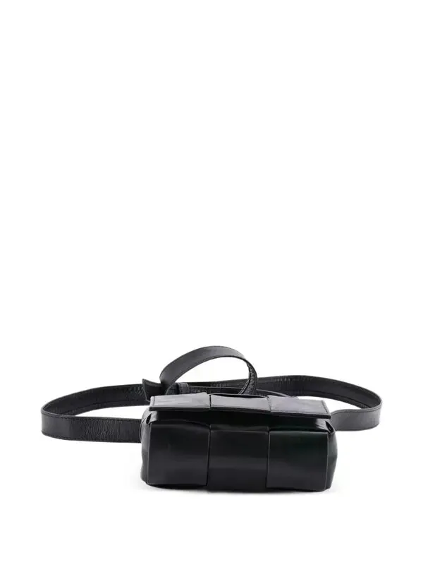 Bottega Veneta Cassette Maxi Intrecciato Leather Candy Crossbody Bag - Black