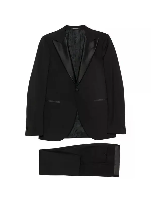 Emporio Armani Satin-trim Peak-lapel Suit