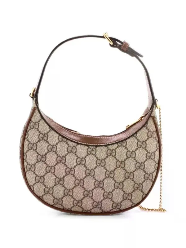 Gucci Interlocking G Patch Half Moon Mini Hobo Bag - Brown