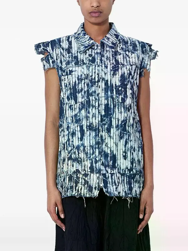 LIMI FEU Textured Weave Sleeveless Jacket - Blue