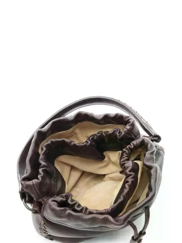 Bottega Veneta Dark Leather Intrecciato Drawstring Shoulder Bag