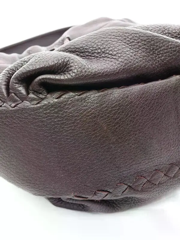 Bottega Veneta Dark Leather Intrecciato Drawstring Shoulder Bag