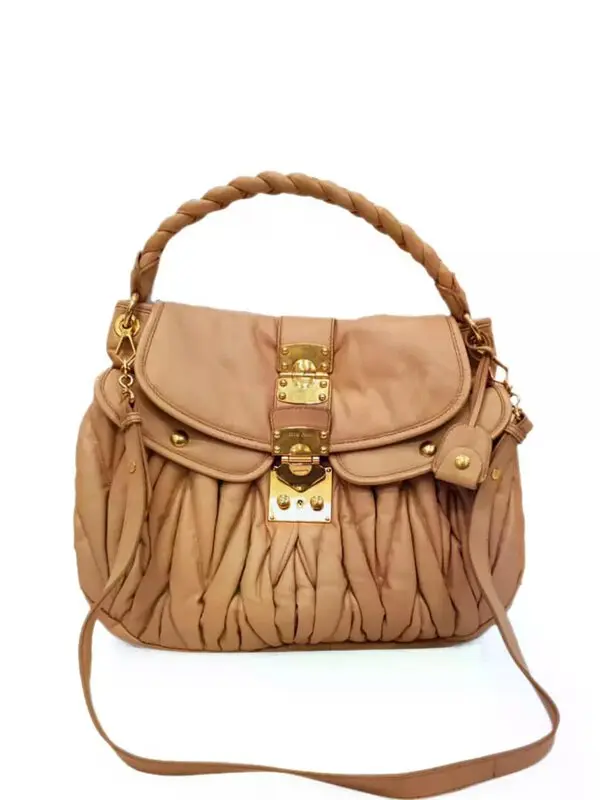 Miu Miu Matelassé Coffer Bag - Brown