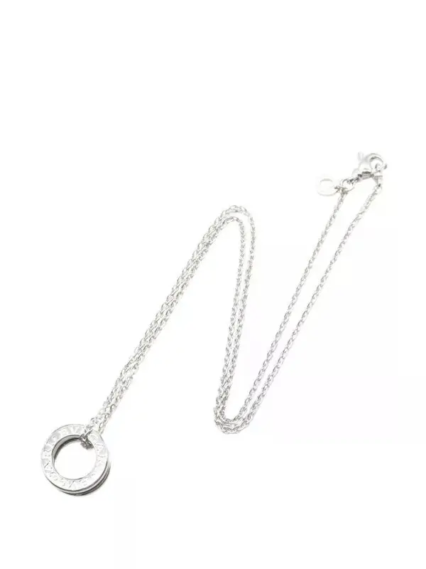 BVLGARI B.zero1 18k White Gold Diamond Pendant Necklace - Silver