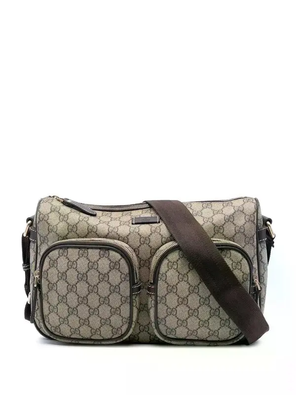 Gucci Gg Supreme Double Pocket Crossbody Bag - Neutrals