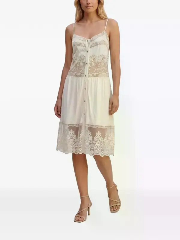 Vintage Lace-panelled Spaghetti-strap Midi Dress