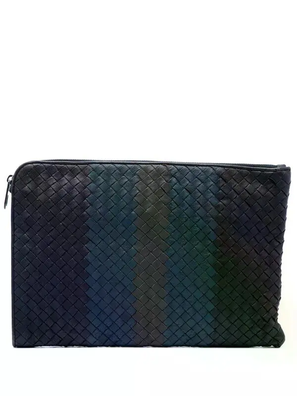 Bottega Veneta Tricolor Nappa Intrecciato Clutch Bag - Black
