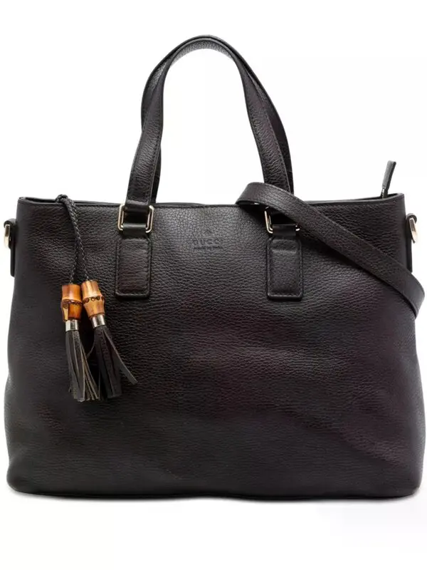 Gucci Leather Bamboo Tassel Satchel