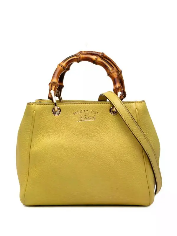 Gucci Mini Calfskin Bamboo Shopper Satchel - Yellow