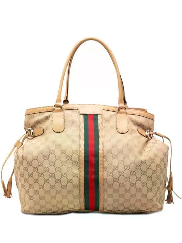 Gucci Gg Canvas Web Tassel Tote Bag - Neutrals