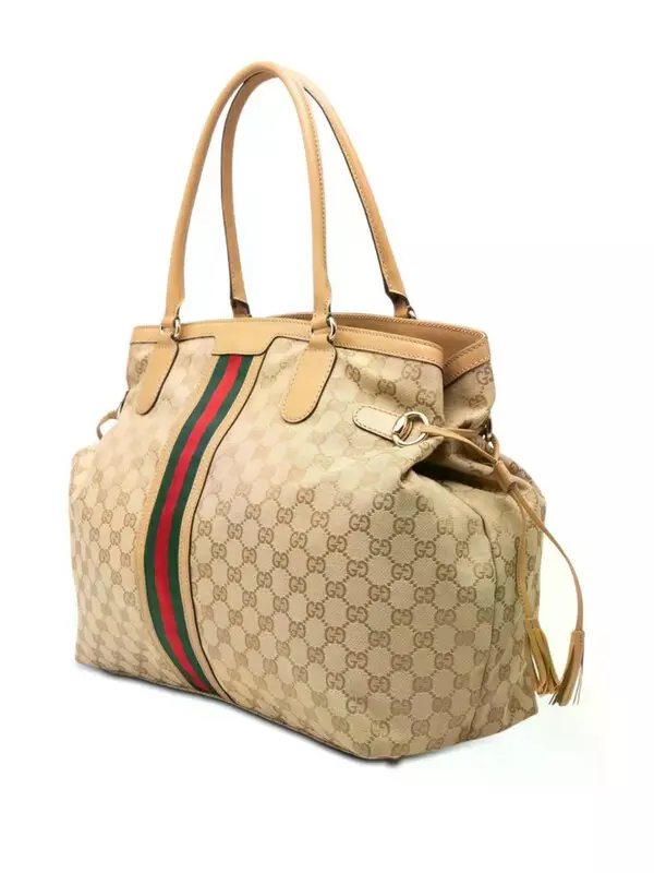 Gucci Gg Canvas Web Tassel Tote Bag