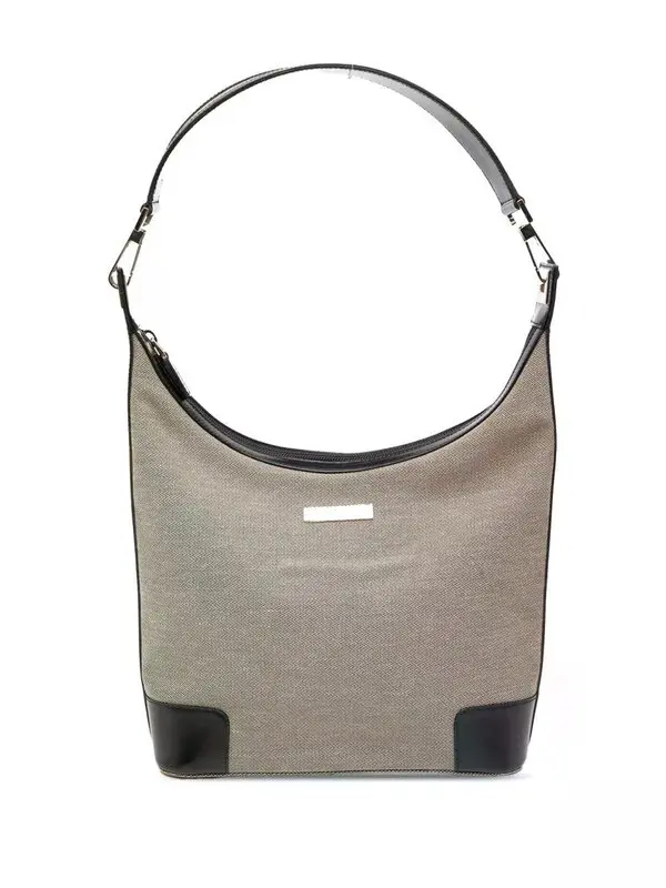 Gucci Canvas Shoulder Bag With Leather Trim
