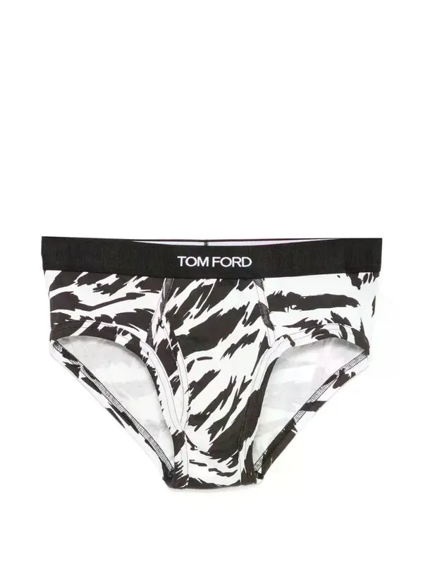 TOM FORD Zebra-print Logo-waistband Briefs - Black