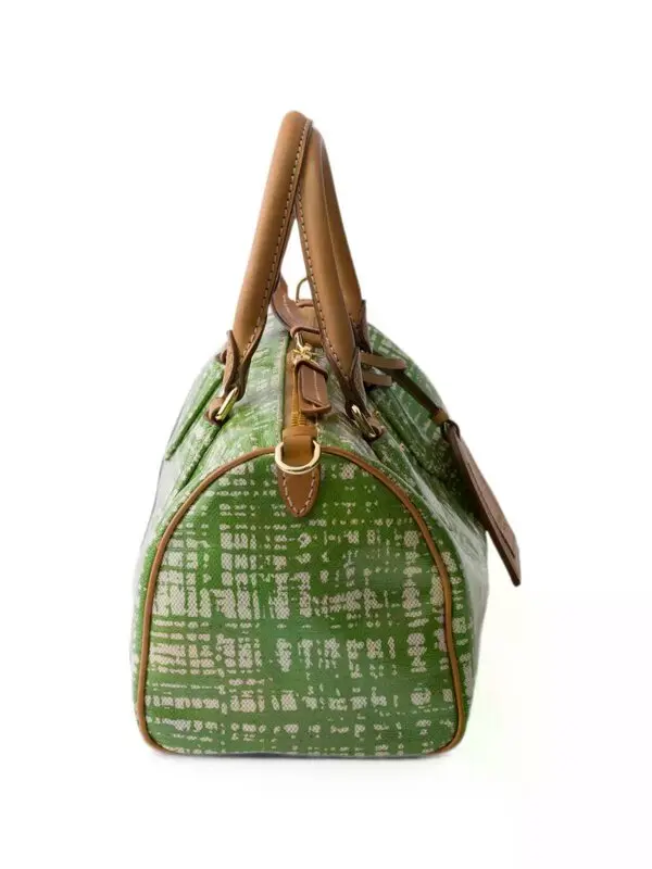 Prada Small Linen Blend And Leather Top-handle Bag - Green