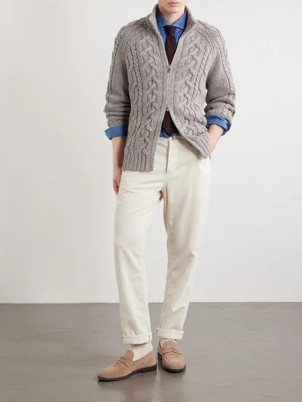 Brunello Cucinelli Cable-knit Cashmere Zip-up Sweater