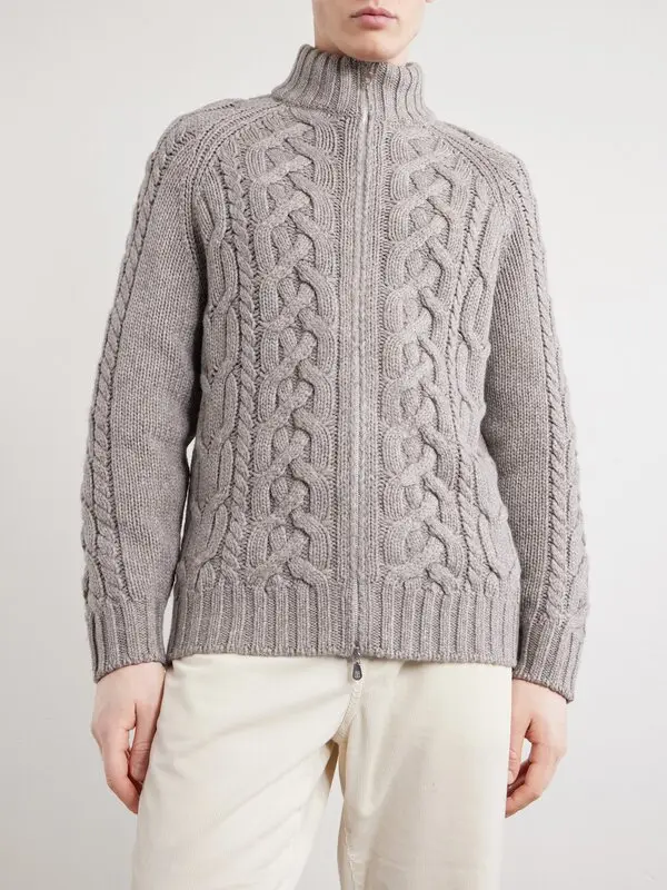Brunello Cucinelli Cable-knit Cashmere Zip-up Sweater