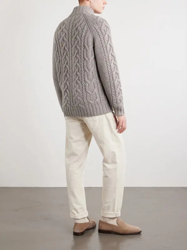 Brunello Cucinelli Cable-knit Cashmere Zip-up Sweater